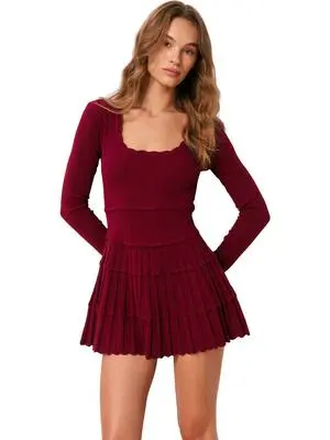LoveShackFancy Pointelle Mini Dress - Spiced Berry