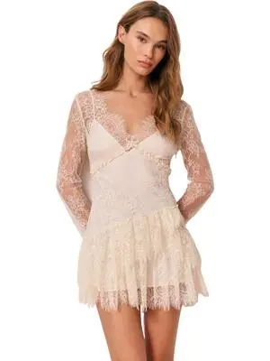 LoveShackFancy Seelie Lace Mini Dress - Ivory