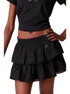 LoveShackFancy Wicked X Ruffle Mini Skirt - Broomstick Black