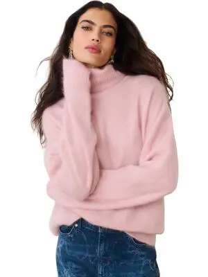 LoveShackFancy Nia Cashmere Turtleneck Sweater - Pink Salt