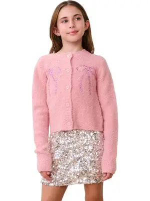 LoveShackFancy Tween Journelle Embellished Cardigan - Pink Fizz