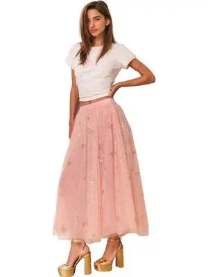 LoveShackFancy Wicked X Wilona Tulle Skirt - Pink Frosting