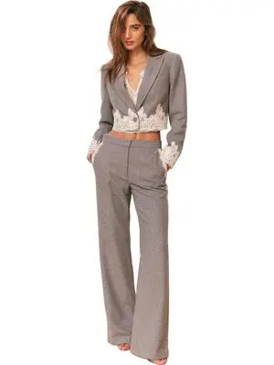 LoveShackFancy Icarus Cropped Blazer - Grey Melange