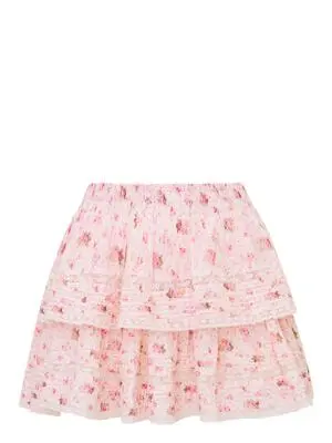 LoveShackFancy Ruffle Mini Floral Skirt - Shadowed Lilac