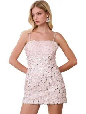 LoveShackFancy Katarina Floral-embellished Mini Dress - Iced Rose