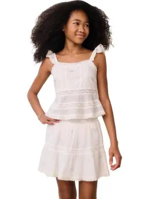 LoveShackFancy Tween Melsy Crystal Bow Cotton Top - White