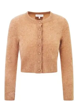 LoveShackFancy Adeanne Fitted Cashmere Cardigan - Brown Sugar