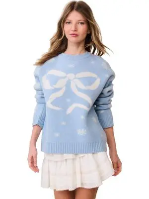 LoveShackFancy Francie Wool Jacquard Pullover - Snowflake Blue