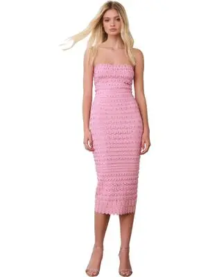 LOVESHACKFANCY Eclipse Rhinestone Scallop Bandage Dress