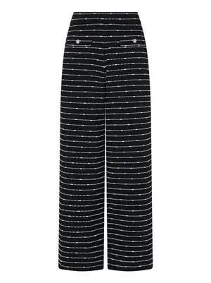 MILLY Lettie Striped Knit Pants - Black/white