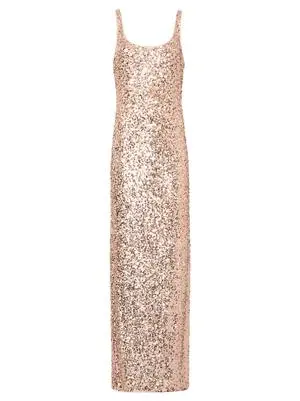 MILLY Tatum Shimmer Sequin Maxi Dress - Champagne