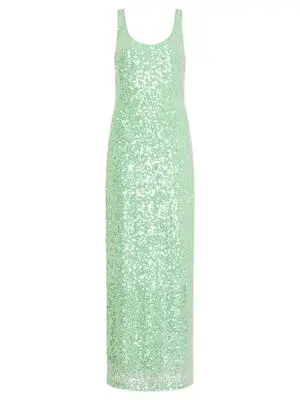 MILLY Tatum Shimmer Sequin Maxi Dress - Green
