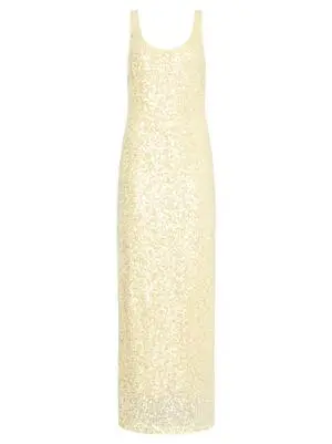 MILLY Tatum Shimmer Sequin Maxi Dress - Yellow