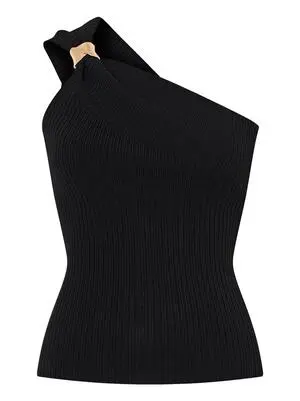 MILLY Sivan Asymmetrical Sleeveless Top - Black