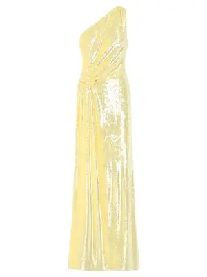 MILLY Porsha Sequin One Shoulder Maxi Dress - Yellow