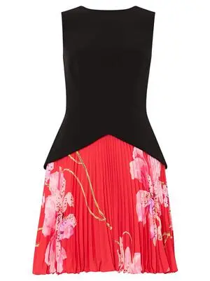 MILLY Haddy Printed Mini Dress - Black/red