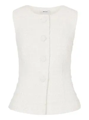 MILLY Bryn Tweed Sleeveless Top - Ecru