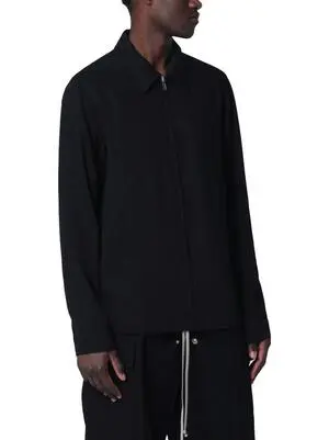 Rick Owens Zip-up Wool Shirt Jacket - Black