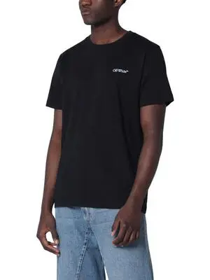 Off-White T-shirt With Logo Print - Black