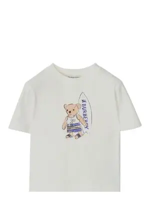 Burberry T-shirt With Surfing Teddy Bear - White