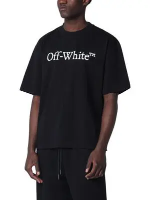 Off-White T-shirt With Logo Print - Black