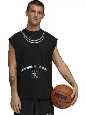 PUMA Printed Basketball Cut-off T-shirt - Black