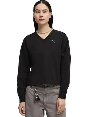 PUMA Essentials Elevated V-Neck Sweatshirt Black
