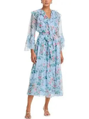 Aqua Floral Ruffle Maxi Dress - Blue Multi