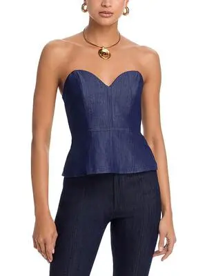 Aqua Denim Bustier Top - Dark Indigo