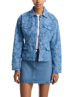 Aqua Denim Jacquard Jacket - Medium Blue
