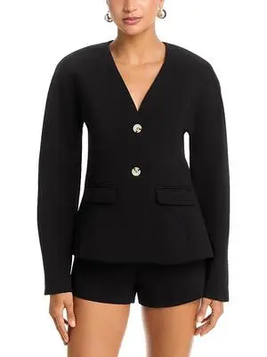 Aqua Collarless Blazer - Black