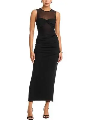 Aqua Sleeveless Mesh Dress - Black Solid