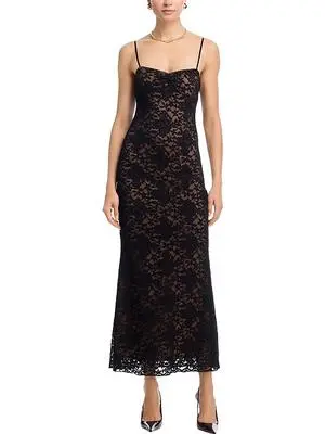 Aqua Stretch Lace Maxi Dress - Black
