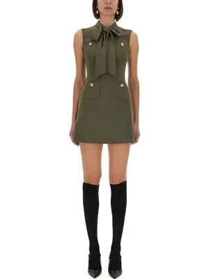 SELF-PORTRAIT Twill Mini Dress - Green