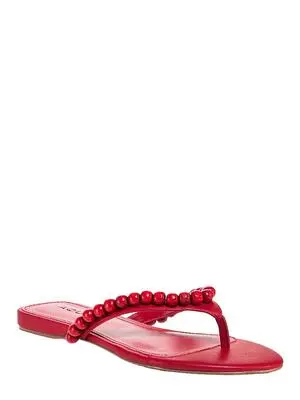 Aqua Jules Embellished Thong Sandals - Red