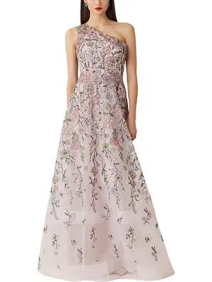 Rickie Freeman For Teri Jon Floral Embroidered Gown - Blush Multi