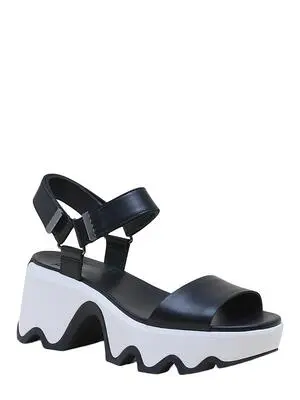 Sorel Kinetic Aura Y-strap Platform Sandals - Black/sea