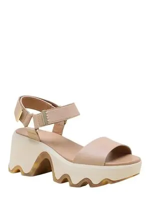 Sorel Kinetic Aura Y-strap Platform Sandals - Honest Beige