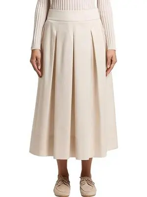 Peserico Pleated Midi Skirt - Beige Birch