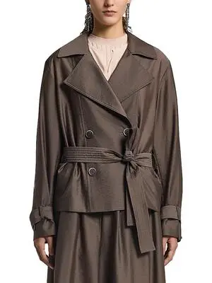 Peserico Belted Trench Coat - Brown Bark
