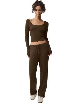 Alo Yoga Sweater Knit Wide Leg Pants - Espresso