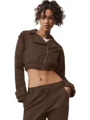 Alo Yoga Cropped Cosmopolitan Jacket - Espresso