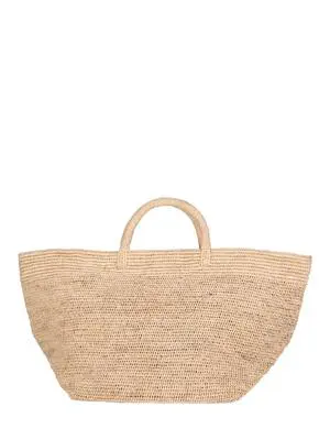 IBELIV Midi Raffia Tote Bag - Beige