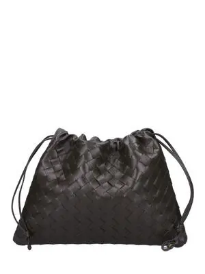 Bottega Veneta Leather Clutch With Woven Pattern - Brown