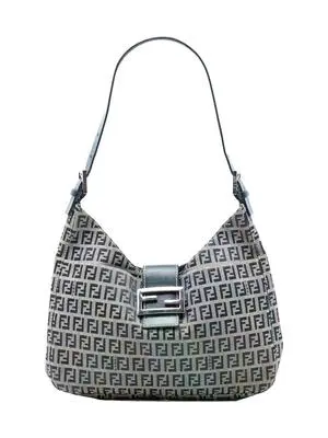 Fendi Zucchino Canvas Shoulder Bag - Blue