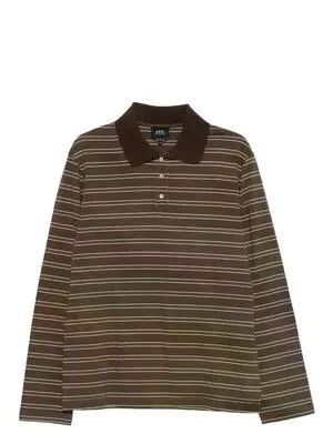 A.p.c. Striped-pattern Polo Shirt - Brown