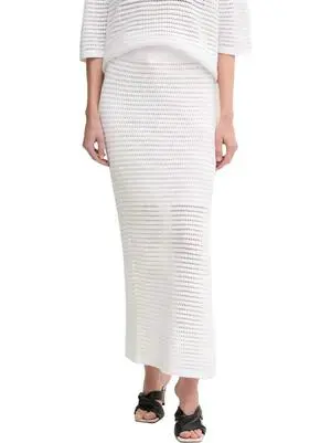 MARC AUREL Openwork Slit Lang Skirt - White