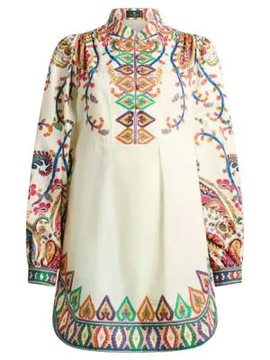 Etro Paisley-print Mini Dress - White