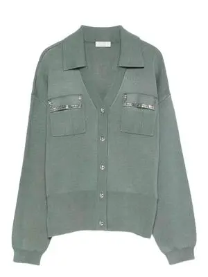 Liu Jo Buttoned Embellished Cardigan - Green