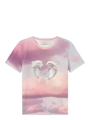 Blumarine Embroidered T-shirt With Dolphin Print - Pink